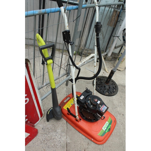 AN ALLEN 216 HOVER MOWER WITH PETROL ENGINE AND AN ELECTRIC RYOBI GRASS ...