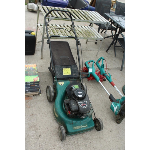 A DRAPER EXPERT PETROL LAWN MOWER WITH BRIGGS AND STRATTON ENGINE