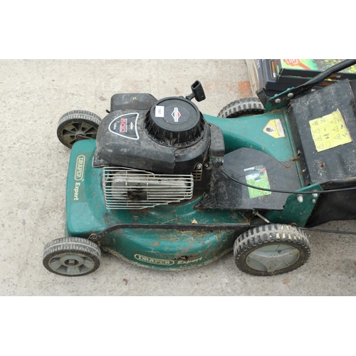 A DRAPER EXPERT PETROL LAWN MOWER WITH BRIGGS AND STRATTON ENGINE