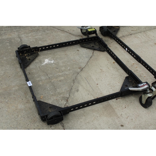 TWO CLARKE STRONGARM FOUR WHEELED TROLLEY BASES