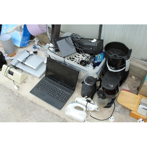 A LARGE ASSORTMENT OF ITEMS TO INCLUDE TOASTER, LAPTOP AND COFFEE MACHINES