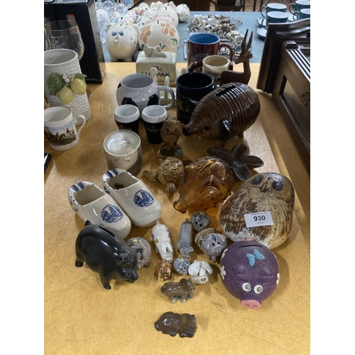 A MIXED LOT TO INCLUDE SMALL STUDIO POTTERY PIGS, PIGGY BANKS, GUINNESS ...