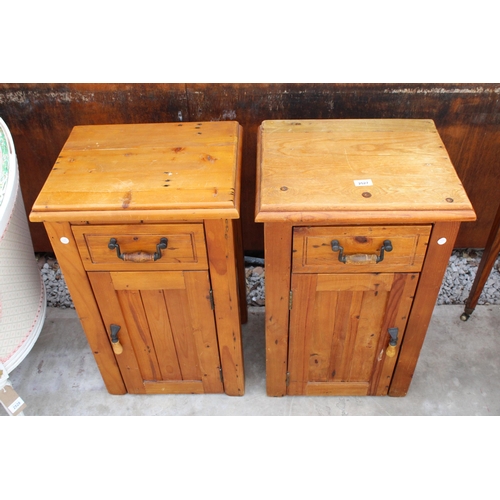 A PAIR OF PINE BEDSIDE LOCKERS
