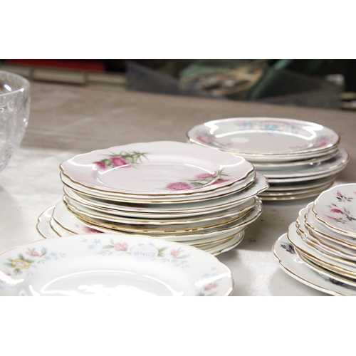 A LARGE OF AFTERNOON TEA CHINA SIDE PLATES AND SAUCERS
