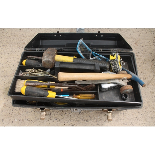 BLACK TOOL BOX AND TOOLS/FIXINGS NO VAT