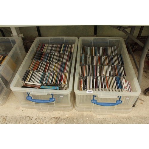 TWO LARGE PLASTIC STORAGE BOXES CONTAINING AN ASSORTMENT OF CDS