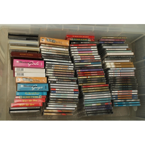 TWO LARGE LIDDED STORAGE BOXES CONTAING A LARGE ASSORTMENT OF CDS TO ...
