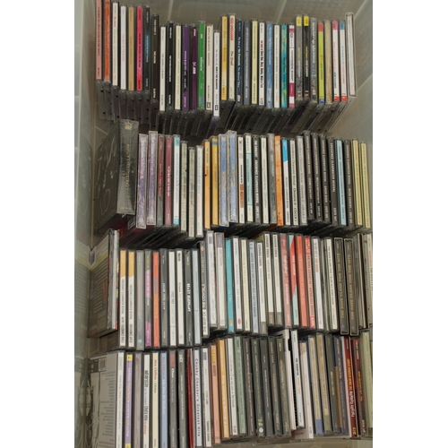 TWO PLASTIC LIDDED STORAGE BOXES WITH A LARGE ASSORTMENT OF CDS