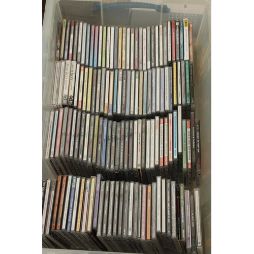 TWO PLASTIC LIDDED STORAGE BOXES WITH A LARGE ASSORTMENT OF CDS