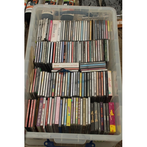 TWO PLASTIC LIDDED STORAGE BOXES WITH A LARGE ASSORTMENT OF CDS