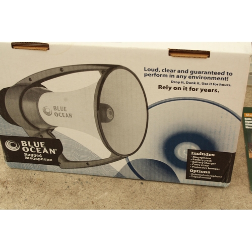AN AS NEW AND BOXED BLUE OCEAN RUGGED MEGAPHONE