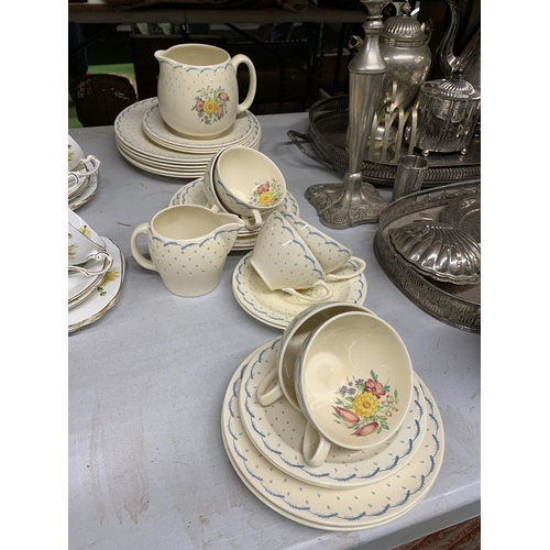 AN ART DECO SUSIE COOPER PRINTEMPS PART TEA SET