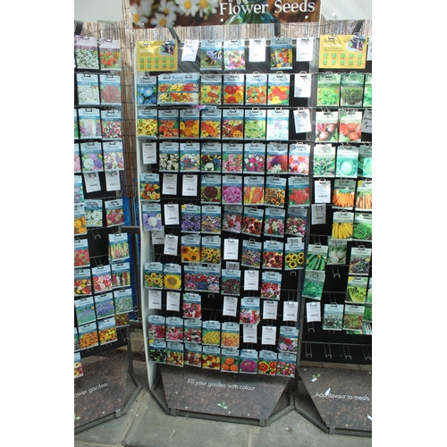 FOUR SEED DISPLAY STANDS AND VARIETY OF ASSORTED SEEDS PLUS VAT