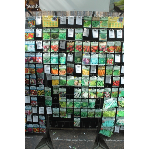 FOUR SEED DISPLAY STANDS AND VARIETY OF ASSORTED SEEDS PLUS VAT