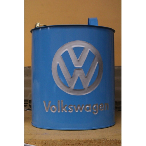 A LIGHT BLUE VW PETROL CAN