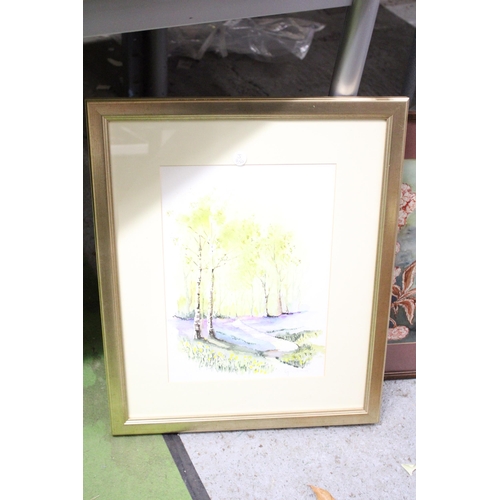 TWO WATERCOLOURS TO INCLUDE A WOODLAND SCENE SIGNED G WILKINSON, A ...