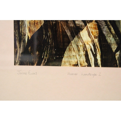 AN ORIGINAL 1993 ABSTRACT PAINTING 'HUMAN LANDSCAPE 2', SIGNED JANINE EVANS
