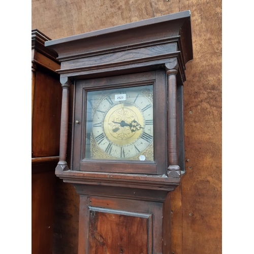 AN ARCHER OF STOW BRASS FACED 30 HOUR LONGCASE CLOCK WITH BULLSEYE DOOR