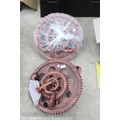 TWO DECORATIVE INDUSTRIAL STYLE COG LIGHT FITTINGS