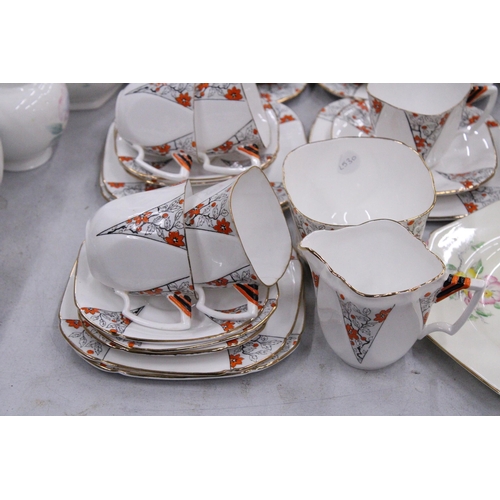 AN ART DECO STYLE WELLINGTON CHINA TEASET TOGETHER WITH A PARAGON BY ...
