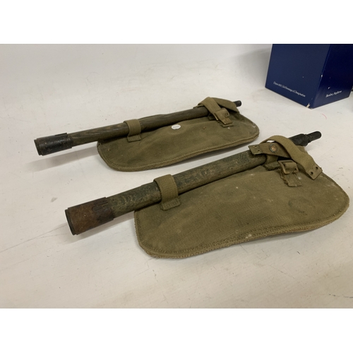 TWO WORLD WAR II BRITISH ENTRENCHING TOOLS DATED 1944