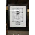 A FRAMED HMS LARGS SCROLLS OF HONOURS DESIGNED BY SID SIMMONS IN 1946 ...