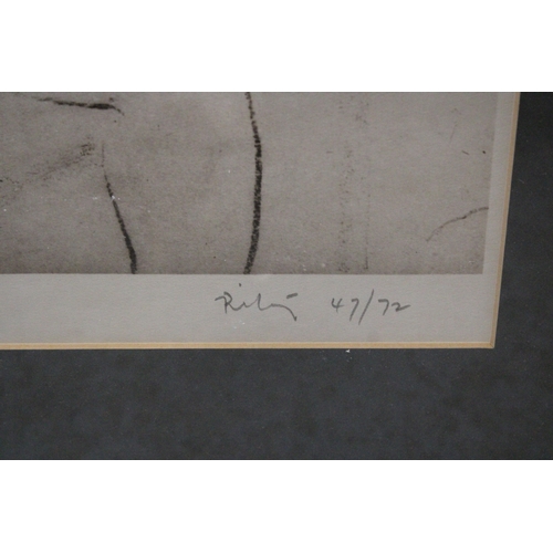 A LIMITED EDITION 47/72, SIGNED HAROLD RILEY PRINT OF A NUDE, 74CM X 62CM
