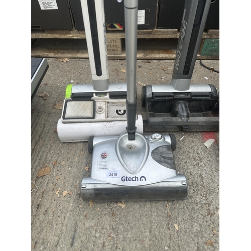 THREE VARIOUS GTECH VACUUM CLEANERS
