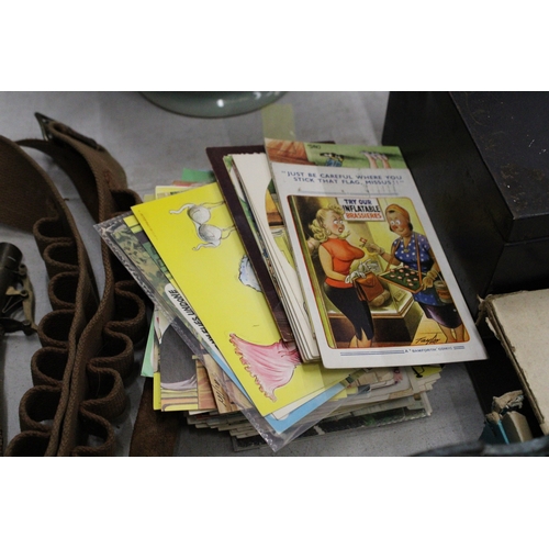 A LARGE COLLECTION OF 109 VINTAGE RISQUE POSTCARDS