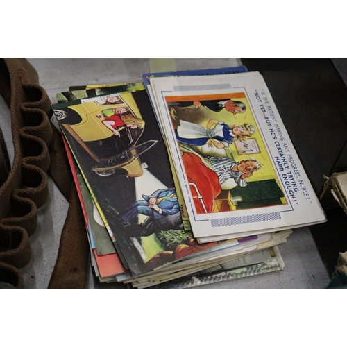 A LARGE COLLECTION OF 109 VINTAGE RISQUE POSTCARDS