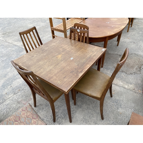 A RETRO TEAK FOLD OVER EXTENDING DINING TABLE, 35" SQUARE (OPENED 70" X ...