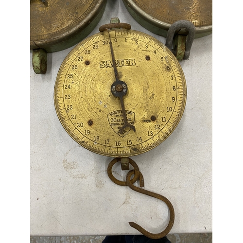 FOUR VINTAGE SALTER SPRING BALANCE SCALES