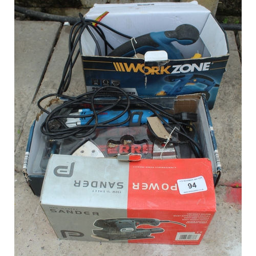 A WORKZONE ELECTRIC PLANER IN WORKING ORDER, POWER SANDER AND FERREX ...