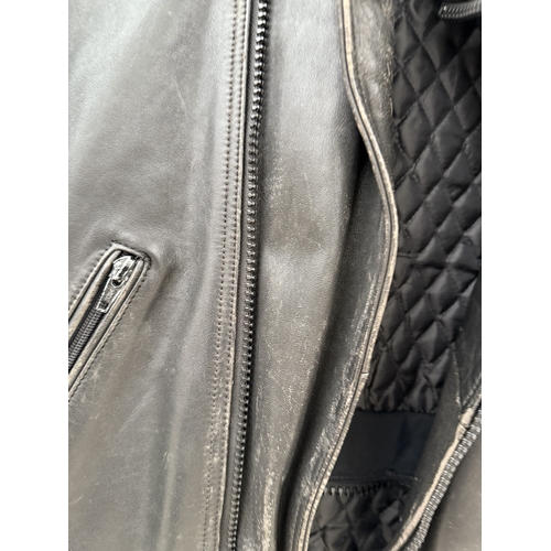 AN ECHTES LEDER LEATHER MOTORBIKE JACKET