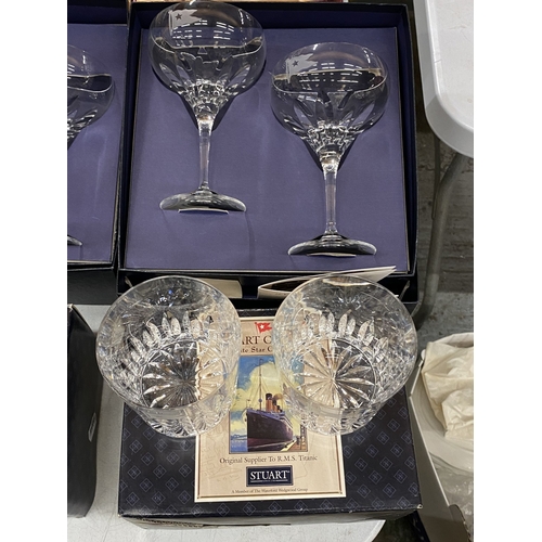 FIVE BOXED GLASSWARE SETS BY STUART CRYSTAL FROM 'THE WHITE STAR ...
