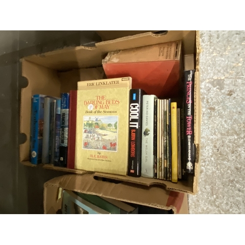 A LARGE COLLECTION (6 BOXES) OF MAINLY VINTAGE BOOKS OF VARIOUS GENRES ...