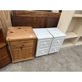 A PAIR OF BEDSIDE CHESTS AND A PINE LOCKER