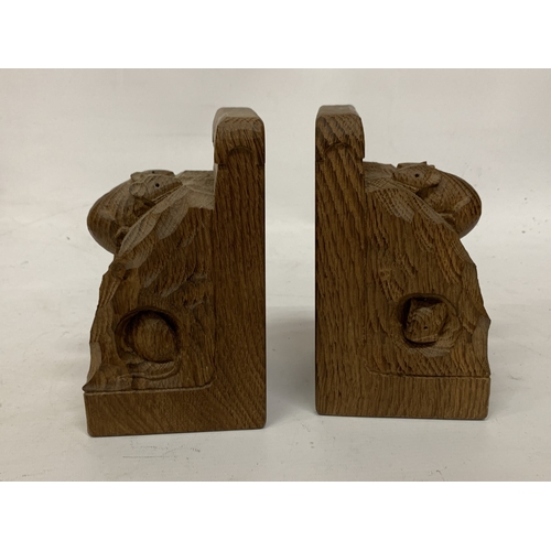 A PAIR OF ROBERT THOMPSON MOUSEMAN BOOKENDS
