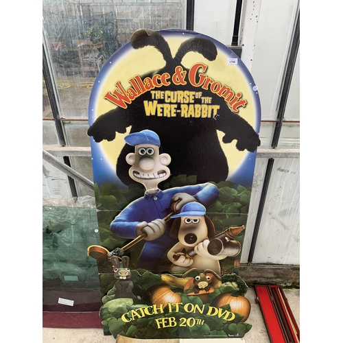 A WALLACE AND GROMIT CARDBOARD ADVERTISING SIGN AND A FURTHER ...