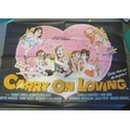 A VINTAGE 1970s QUAD FILM POSTER 'CARRY ON LOVING', featuring Sid James ...