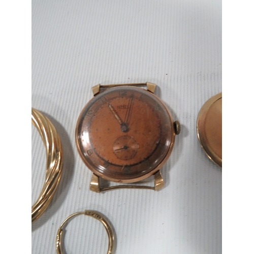 A HALLMARKED 9K GOLD ROTARY WATCH BACK PANEL TOGETHER WITH TWO ODD ...
