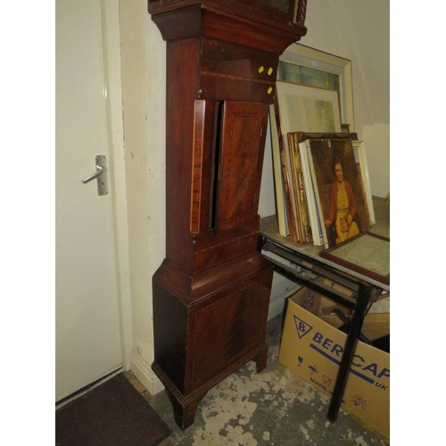 AN ANTIQUE MAHOGANY CASED LONGCASE CLOCK CASE (FOYER)