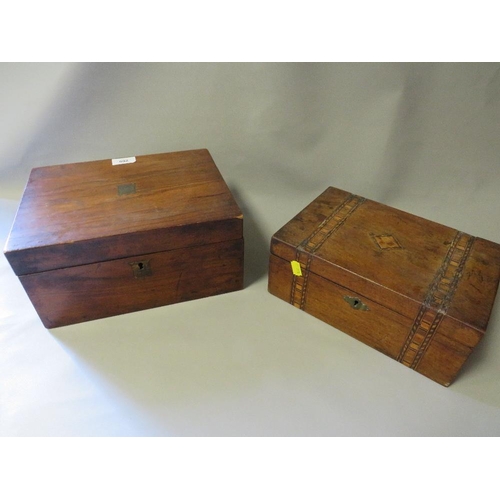 An antique writing slope together with an inlaid box