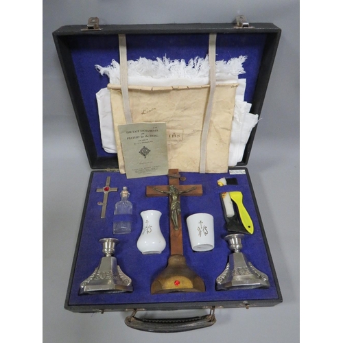 An early 20th century priests last rites / sacraments prayer set in case