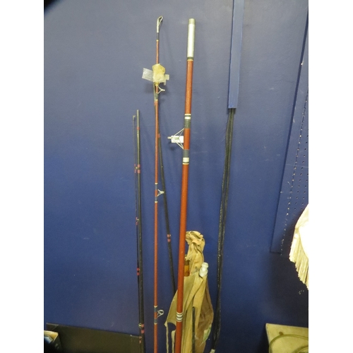 A selection of vintage split cane and other fishing rods - unchecked