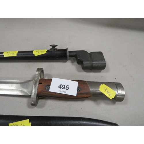 A British WW2 era pig sticker bayonet together with 2 other bayonets (3)