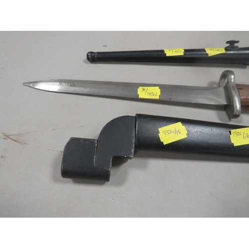A British WW2 era pig sticker bayonet together with 2 other bayonets (3)