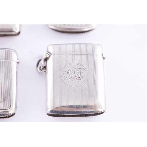 A COLLECTION OF SIX SILVER VESTA CASES all hallmarked silver on the ...