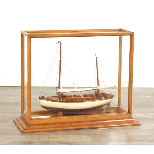 A 20TH CENTURY MODEL OF A SAILING YACHT "THE COLLENA" bearing plaque ...