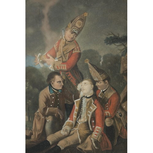 AN 18TH CENTURY PRINT OF THE DEATH OF GENERAL WOLFE AT QUEBEC inscribed ...